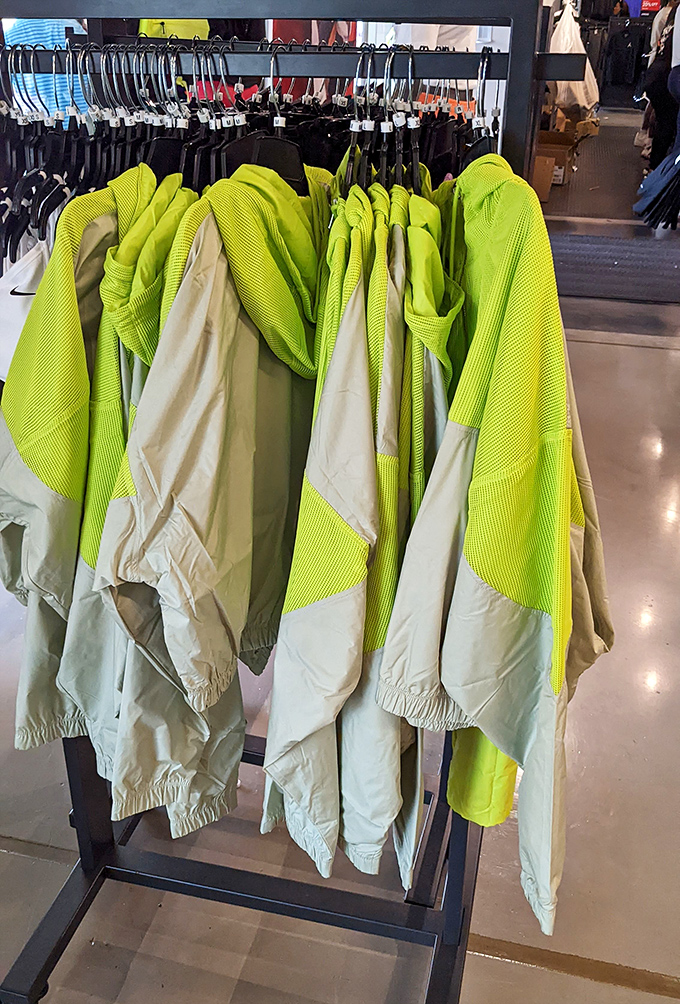 Neon windbreakers that scream "I'm ready for anything!" while whispering "and I paid half what you think I did."