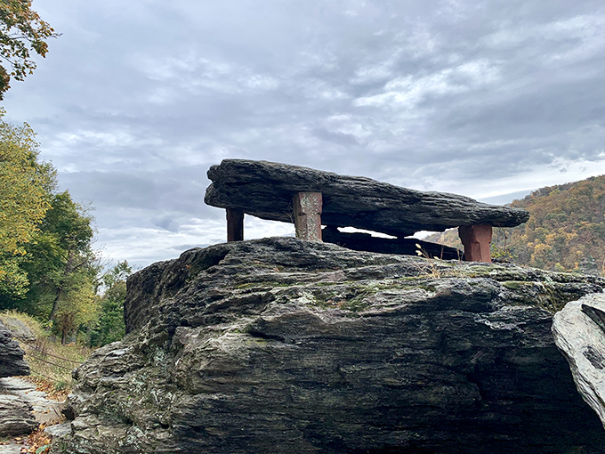 Jefferson Rock balances improbably, much like your attempt to capture the perfect selfie without tumbling down the mountainside.