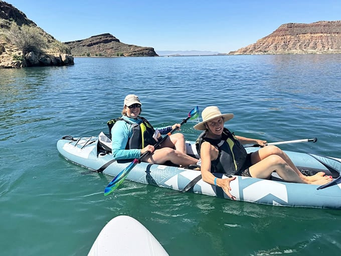 Kayaking Quail Creek's crystal waters feels like gliding across liquid sapphire, with red rock walls serving as nature's IMAX screen all around you.