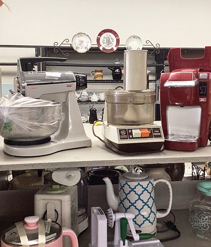 Kitchen appliances from every era stand at attention, ready for their second act in a new home's culinary adventures.