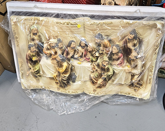 Religious art meets home decor in this three-dimensional Last Supper. Perfect for the wall space that's been begging for a conversation starter. 