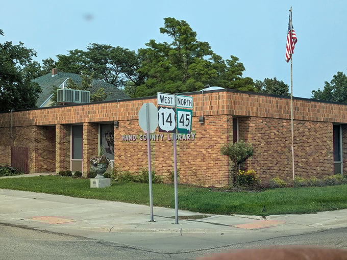 The Hand County Library sits at the crossroads of Highways 14 and 45, where stories and community intersect.