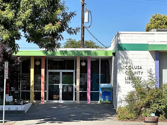 The Colusa County Library welcomes readers with mid-century modern charm and colorful accents. Inside, stories await alongside community connections.
