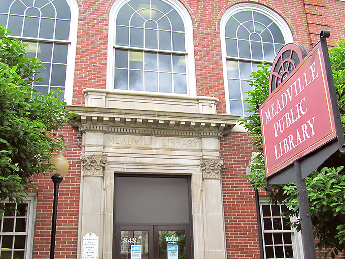 The Meadville Public Library&mdash;where retirement reading lists come to life. Brick, books, and boundless knowledge await.
