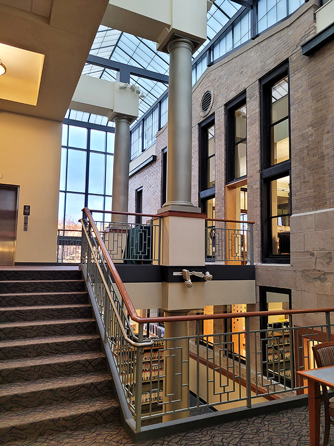 Inside Charleston's library, soaring ceilings and modern design create a space where minds can expand without expanding monthly expenses.