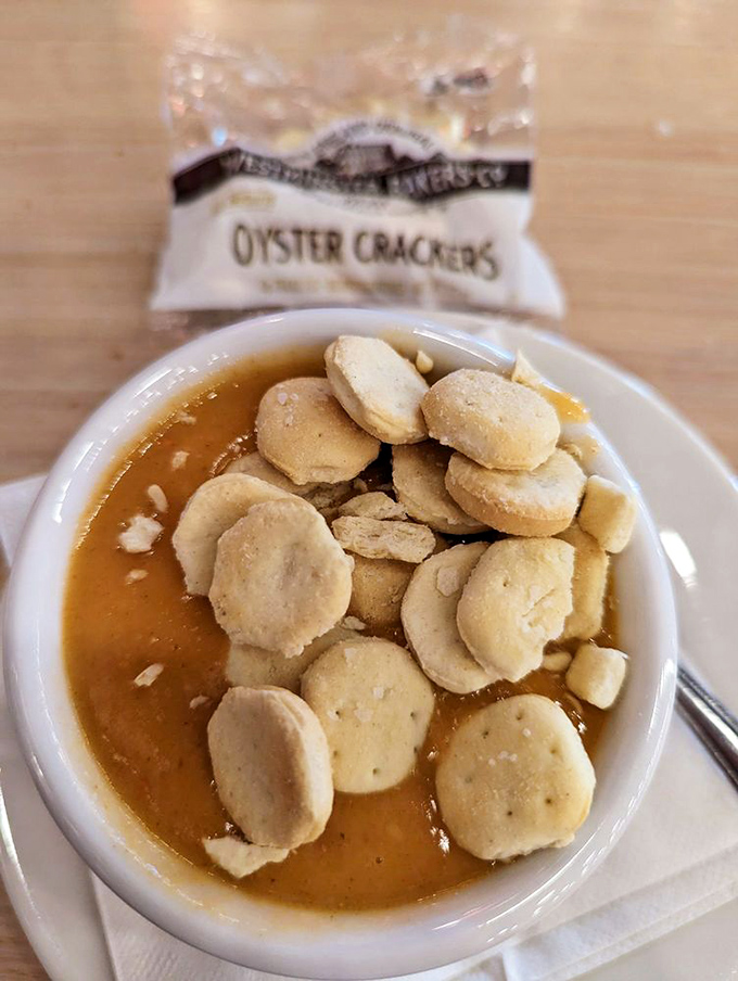 The lobster bisque, topped with oyster crackers, delivers a velvety hug in a bowl&mdash;comfort food with an upscale twist.