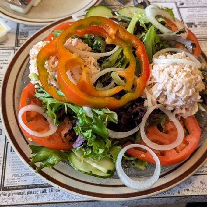 A salad that actually makes you excited about vegetables. Those colorful bell pepper rings are nature's jewelry box surrounding treasure troves of tuna.