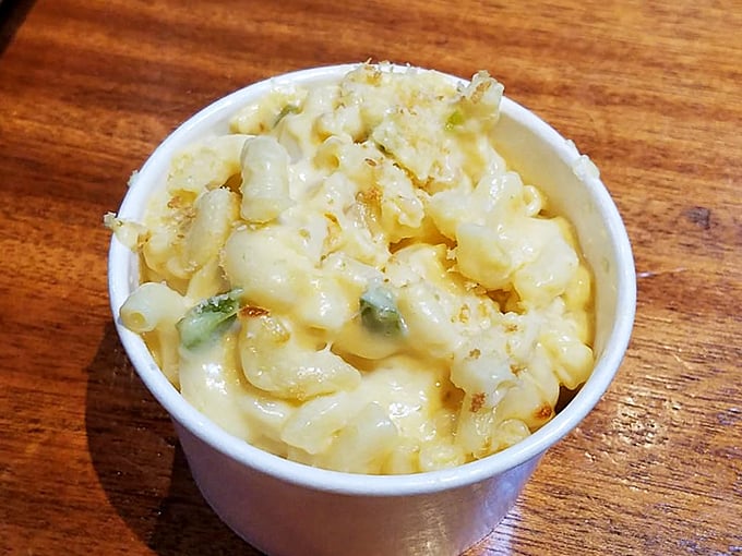 Mac and cheese so creamy it could double as comfort food therapy, the perfect dairy based counterpoint to all that smoke.