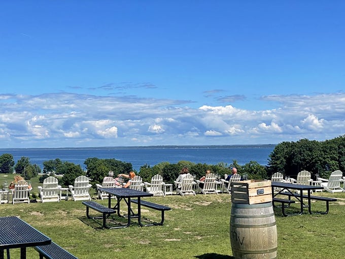 Adirondack chairs with million-dollar views &ndash; the perfect spot to contemplate life with glass in hand.