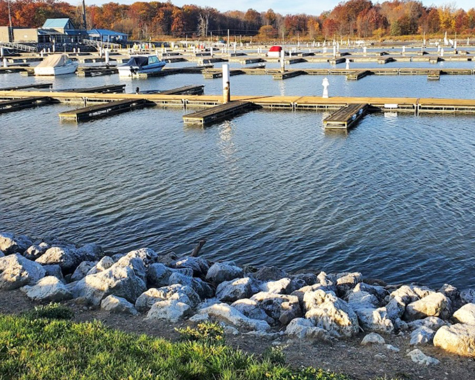 A boater's paradise where vessels rest between adventures. This marina offers safe harbor with Lake Erie's vastness just beyond the breakwall.