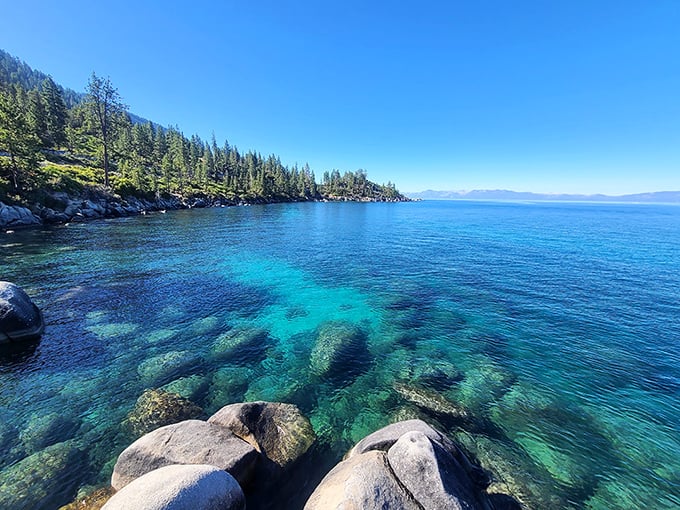 The water clarity at Memorial Point will make you question reality. Those rocks are ten feet down, not ten inches.
