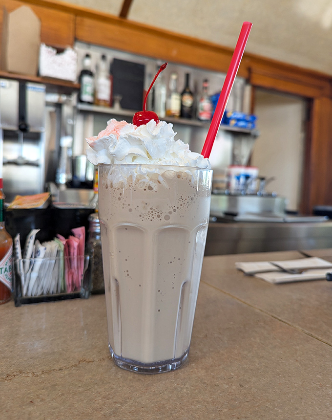 This milkshake doesn't just bring boys to the yard &ndash; it summons everyone with its towering whipped cream crown and cherry scepter.