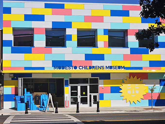 The Modesto Children's Museum's colorful facade promises entertainment for the grandkids and blessed moments of peace for you.