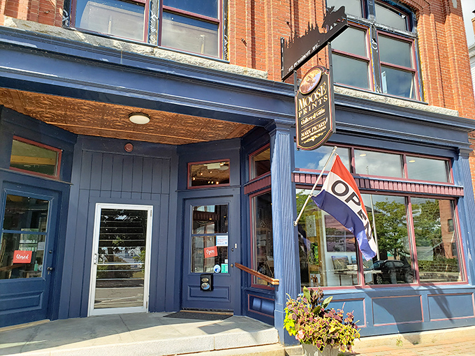 Blue storefronts in Maine hit differently. This welcoming shop entrance promises treasures inside, whether you're a tourist or a regular.