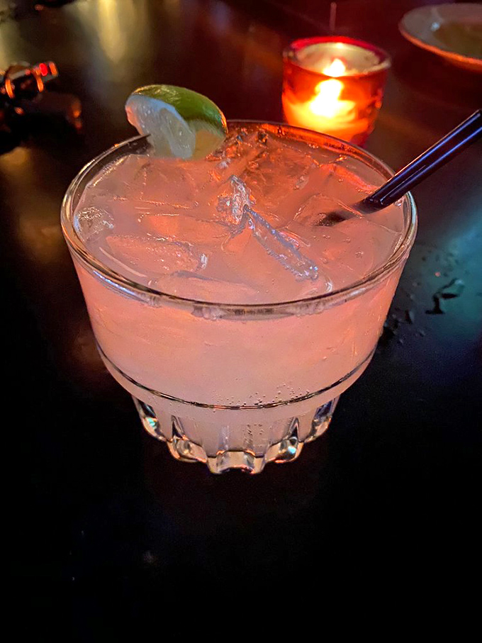 The cocktail program deserves as much attention as the food&mdash;this Moscow Mule, served in its traditional copper mug, offers the perfect refreshing counterpoint to rich dishes.