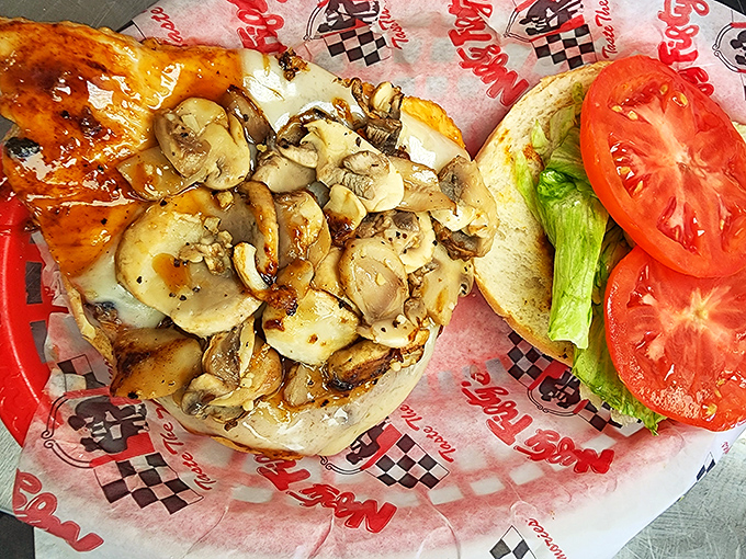 When mushrooms and Swiss cheese join forces with chicken, magic happens. This sandwich doesn't just satisfy hunger&mdash;it creates happiness with every bite.
