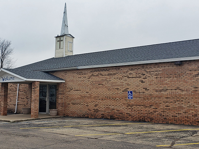 New Hope Community Church offers spiritual sanctuary in a brick building as solid and unpretentious as the Midwestern values it represents.