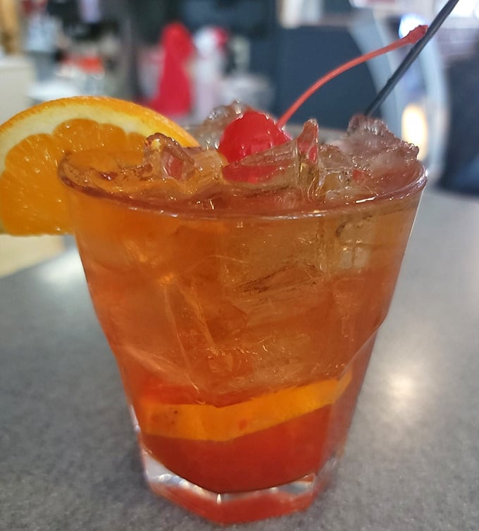 An Old Fashioned that looks like liquid amber &ndash; the kind of drink Don Draper would order if he found himself in rural Iowa.