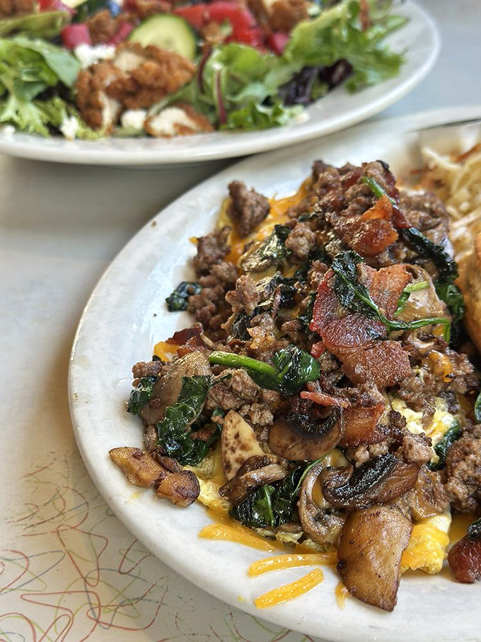 This isn't just an omelet&mdash;it's a protein-packed flavor festival where bacon, spinach and mushrooms throw the party of the day.