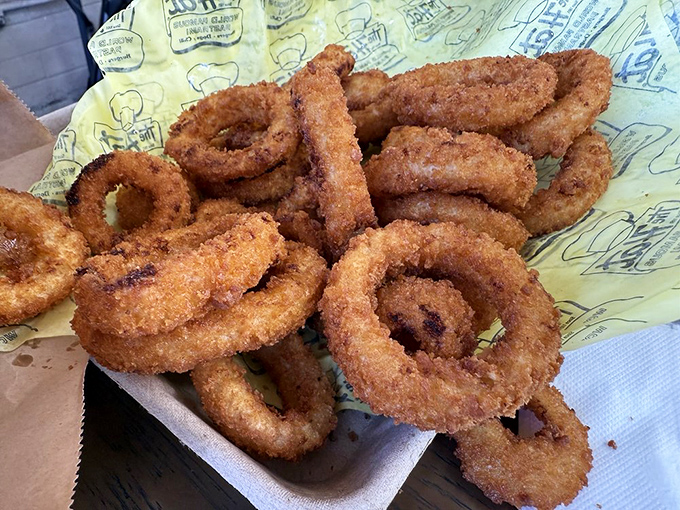Golden rings of crispy perfection that could make even the most devoted fry-lover reconsider their allegiances completely.