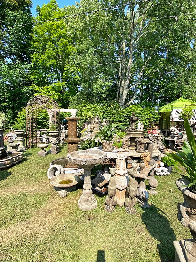 Garden art as far as the eye can see. One day's shopping here saves you from a lifetime of boring backyard landscaping.