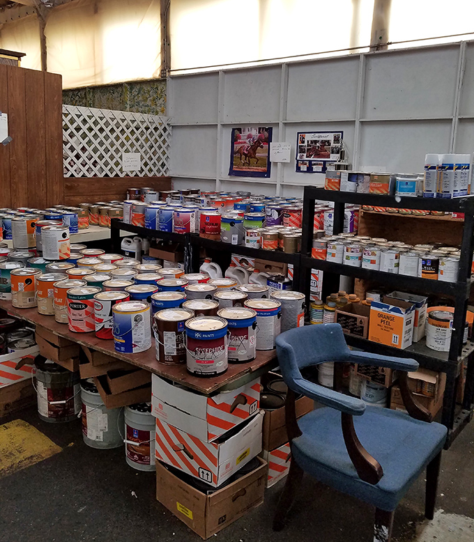 Paint can city! This collection could refresh every room in your house and still leave enough for the neighbor's garden gnomes.