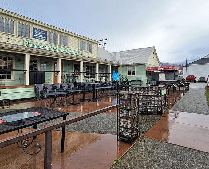 Palmer Alehouse offers outdoor seating where you can sip local brews while pretending you're in a mountain resort commercial.