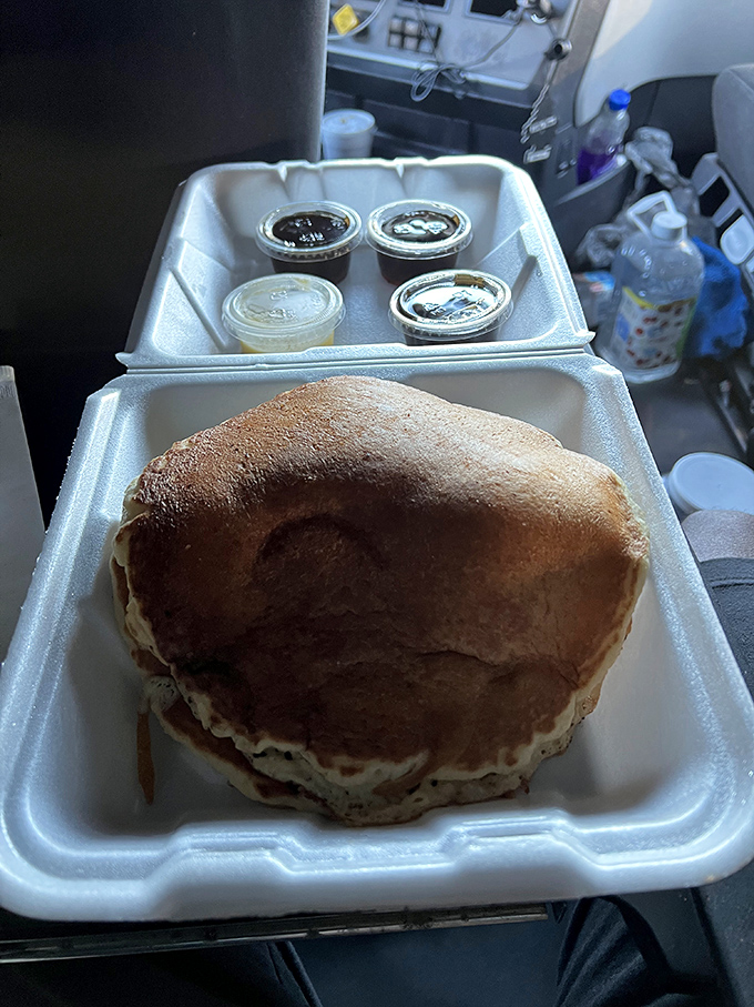 A pancake so fluffy it could double as a pillow, ready for its maple syrup shower in this breakfast dream sequence.