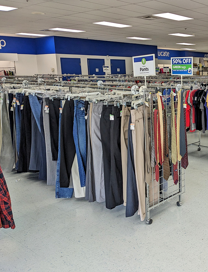 Pants perfectly arranged by size and style&mdash;a denim rainbow waiting to find new legs to hug. Fashion democracy at its finest.