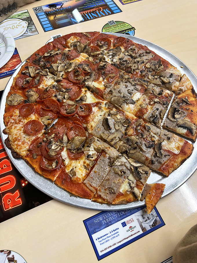Half pepperoni, half mushroom&mdash;the Switzerland of pizza compromises. Peace at the dinner table never tasted so good.