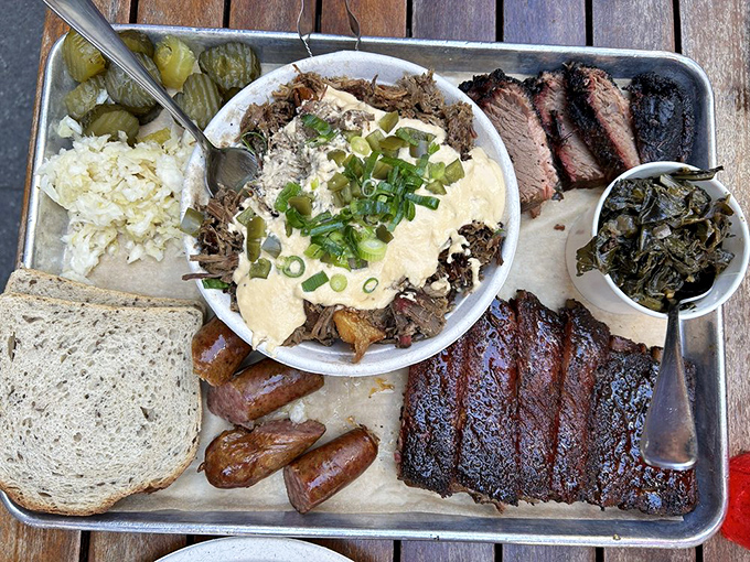 The "This Is Cleveland" platter isn't just a meal, it's an edible history lesson where kielbasa and ribs share space like old friends at a neighborhood block party.