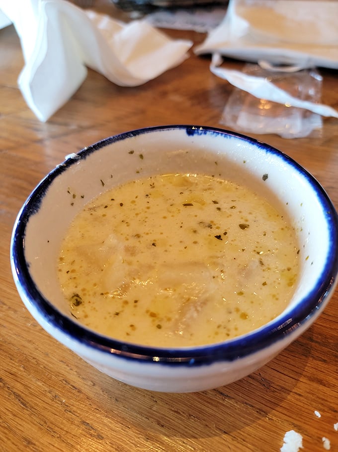 Potato soup with enough garlic to ward off vampires and bad moods for the foreseeable future ahead.
