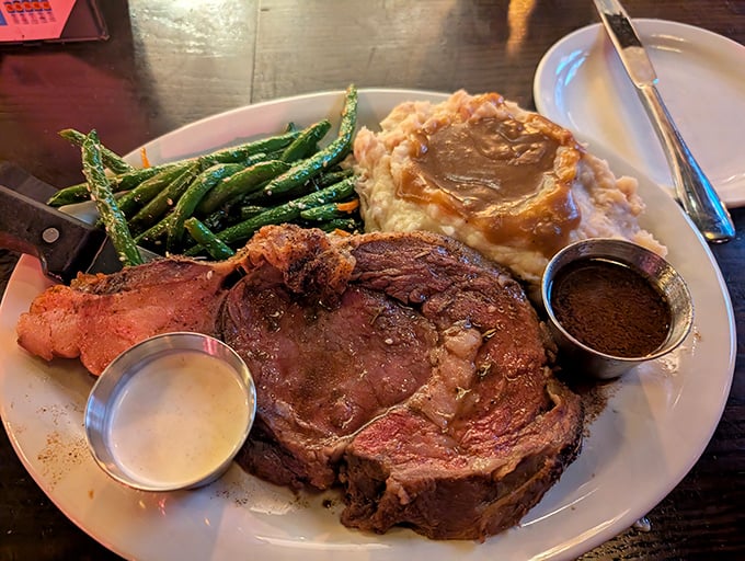 Prime rib so perfectly cooked it practically poses for its portrait, accompanied by sides that know their supporting role but still shine.
