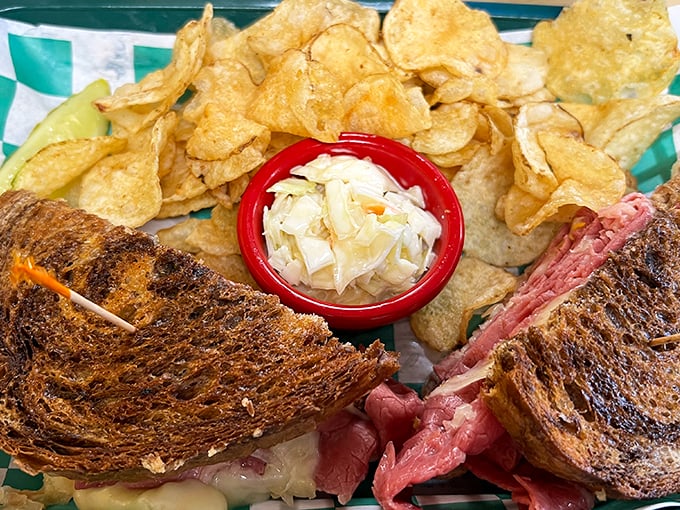 This Reuben isn't just a sandwich&mdash;it's a towering monument to the art of properly stacking corned beef, sauerkraut, and toasted rye.