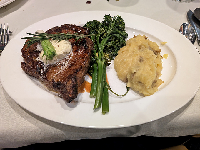 This ribeye with garlic butter and mashed potatoes looks like it could make a vegetarian reconsider their entire life philosophy.