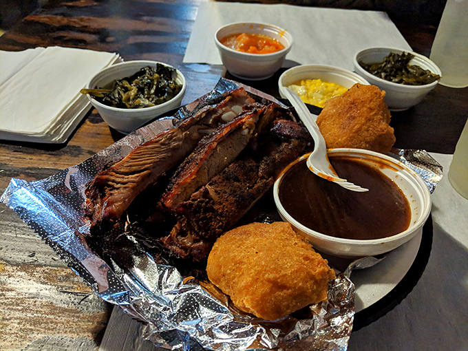 Ribs that don't need fancy presentation &ndash; just aluminum foil to contain their smoky magnificence and sides that refuse to be overshadowed.