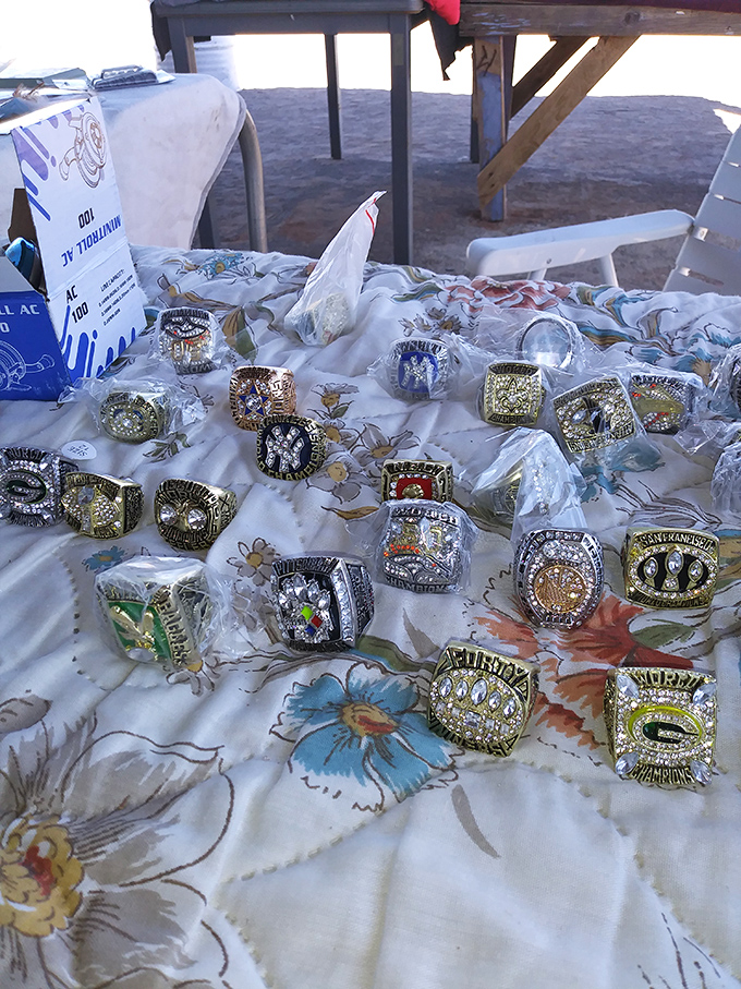 Championship rings that would make any sports fan do a double-take. Real or replica? At these prices, does it really matter?