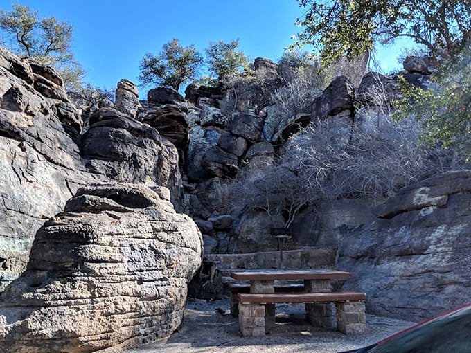 Nature's dining room&mdash;a picnic spot nestled among ancient rocks that have been waiting millions of years just for your sandwich.
