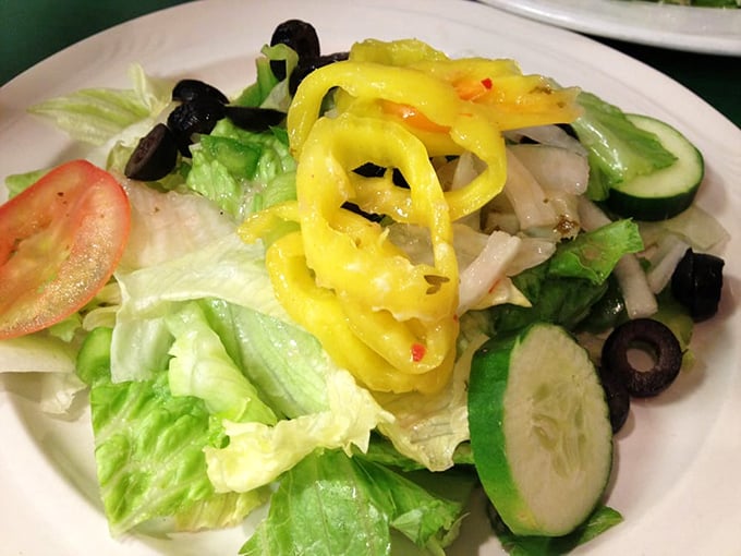 Even the salad gets dressed up for dinner, with those banana peppers adding a zingy pop of color and flavor.