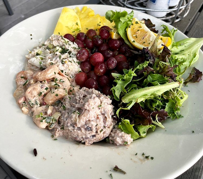 A seafood salad that proves healthy eating doesn't mean punishment. Fresh tuna salad, shrimp, and greens create the rare salad you'll actually crave again.