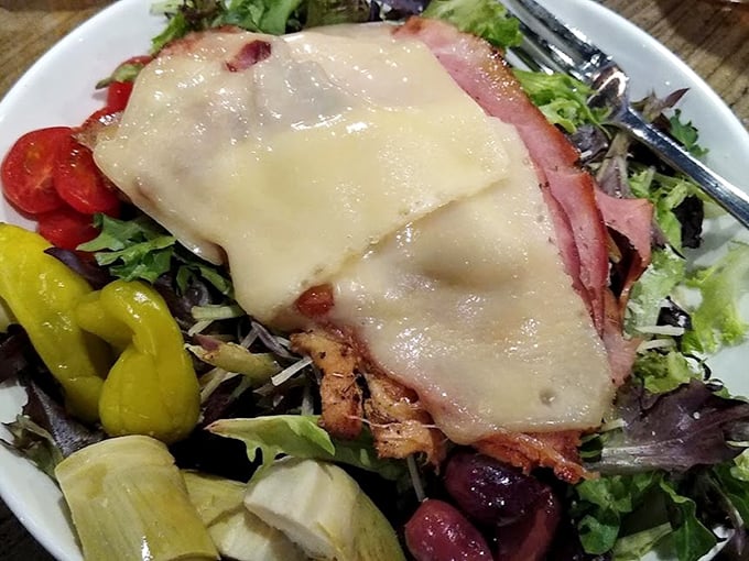 A salad that doesn't apologize for being a salad &ndash; loaded with protein, cheese, and enough vegetables to count as "eating healthy."