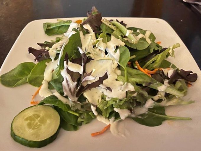 Even the salad looks like it's trying to convince you it's worth skipping another bite of steak &ndash; and it might be right.