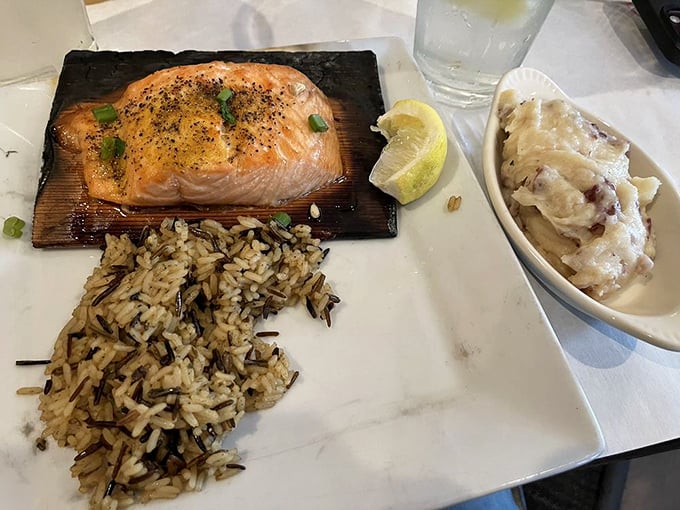 Fresh salmon arrives on cedar, bringing a taste of the Pacific to Wyoming's landlocked culinary landscape.
