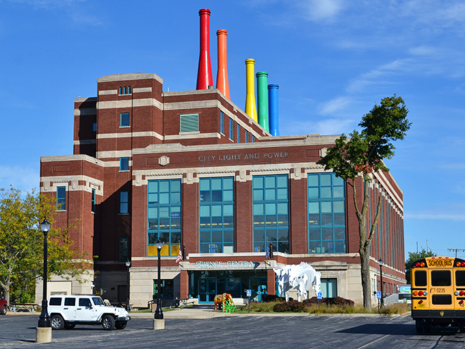 Science Central's colorful smokestacks signal a factory of fun inside this repurposed power plant &ndash; where curiosity powers the exhibits.