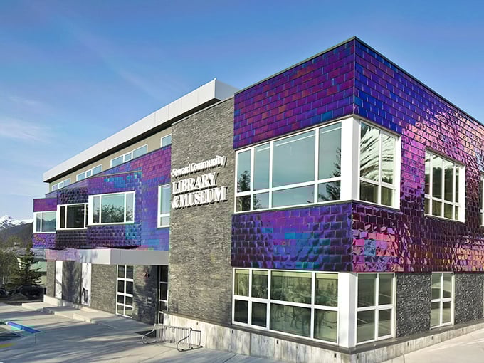 The Seward Community Library & Museum shimmers like the Northern Lights, proving that even book repositories can have rock star personalities.