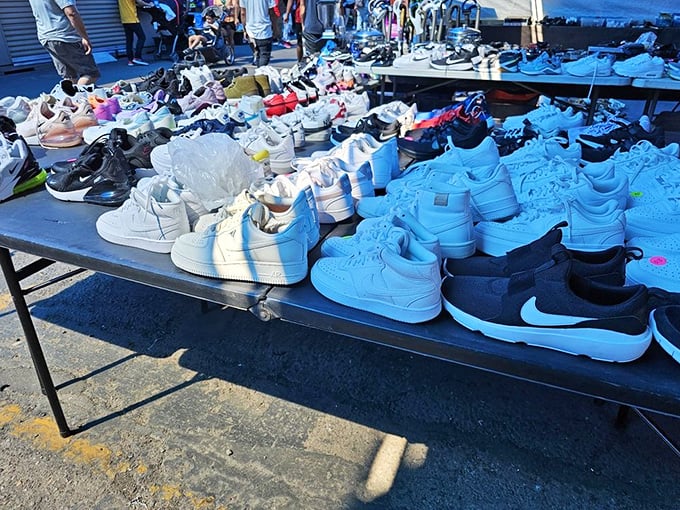 Sneakerheads, rejoice! This sea of footwear proves that in the desert, you can still find waves&mdash;of Nike Air Force 1s.