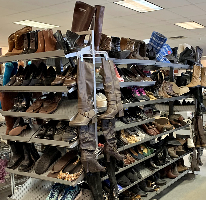 Boot boulevard meets sneaker street in this footwear metropolis where every pair tells a story.