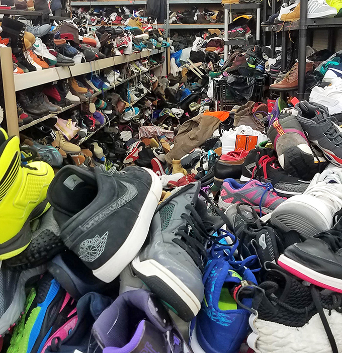 The shoe mountain – where somewhere beneath that avalanche of footwear lies the perfect pair of vintage Air Jordans. Maybe.