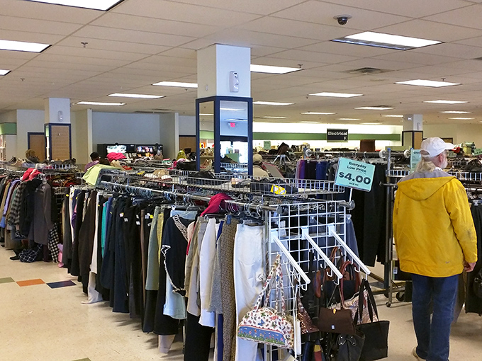 The clothing racks stretch toward the horizon like a textile landscape. Each hanger holds a story, a style, and possibly that designer label you've been hunting for under $10.