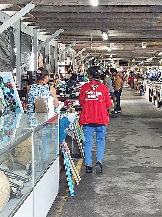 The indoor aisles offer climate-controlled treasure hunting where shoppers can spend hours following the trail of potential discoveries.